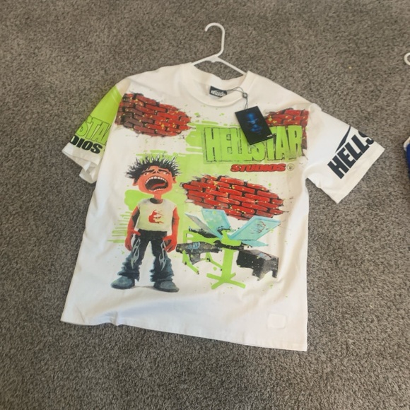 Hellstar | Shirts | Hellstar Studios Graphic Tee White And Green | Poshmark